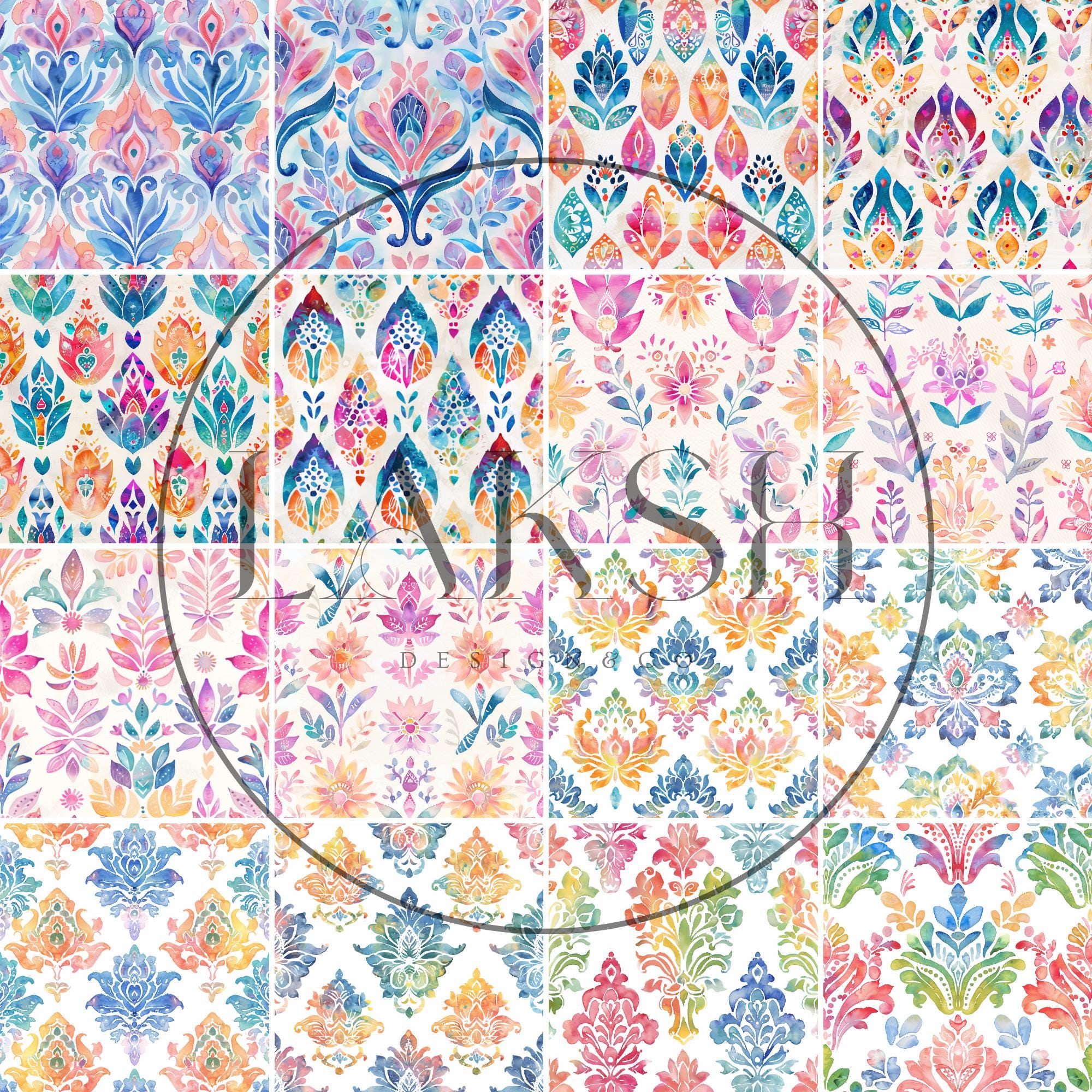 Indian Tile Pattern Collection, Ethnic Digital Papers (300 DPI) - Etsy