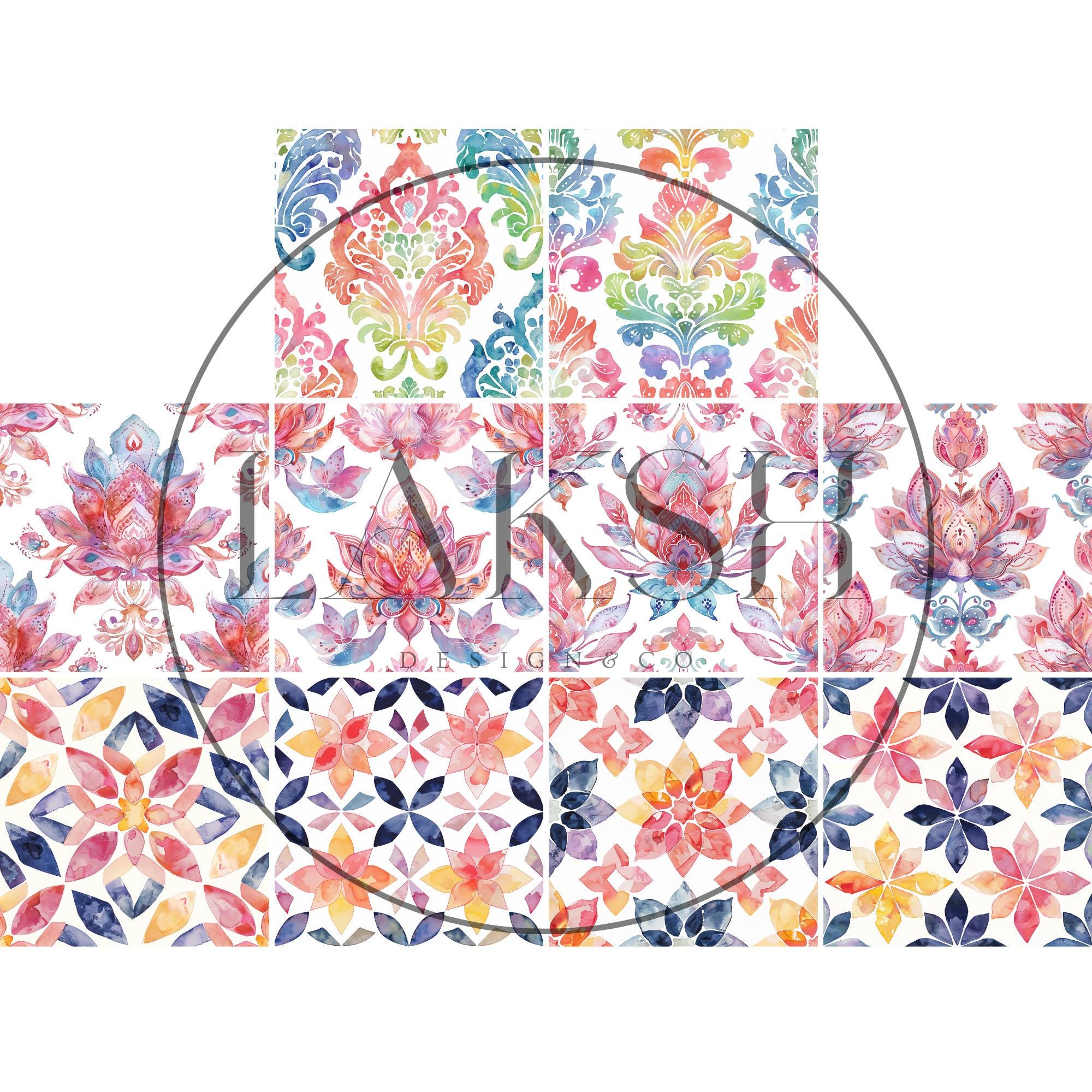 Indian Tile Pattern Collection, Ethnic Digital Papers (300 DPI) - Etsy