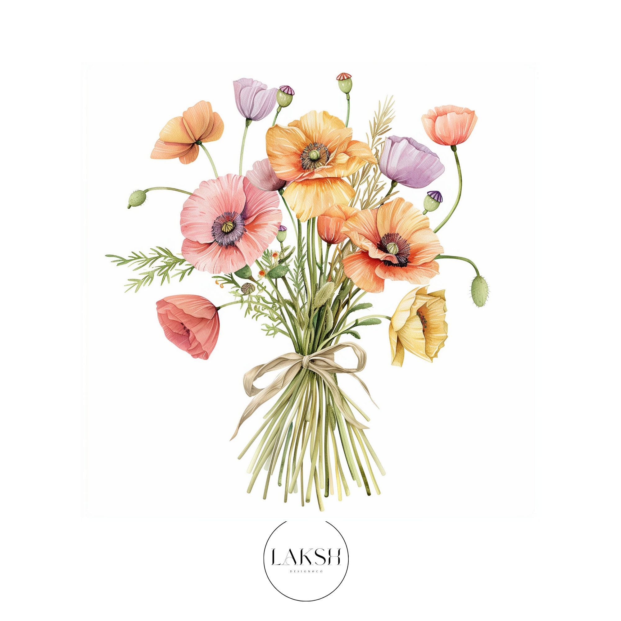 August Birth Flower Clip Art | Birth Flower | Poppy & Gladiolus ...