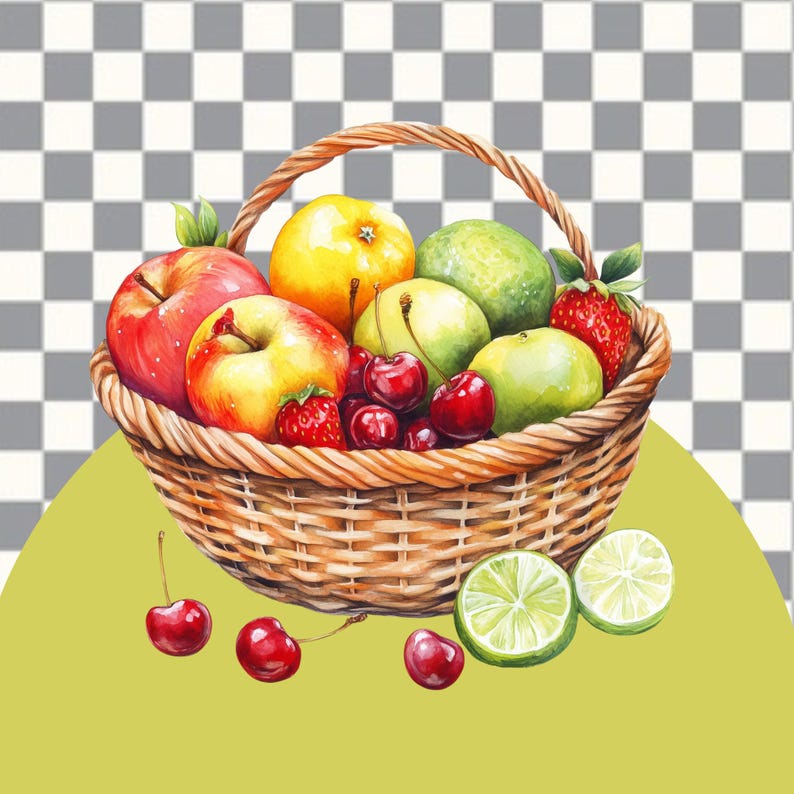 Watercolor Spring Fruit Clipart – 34 PNG Illustrations (digital ...