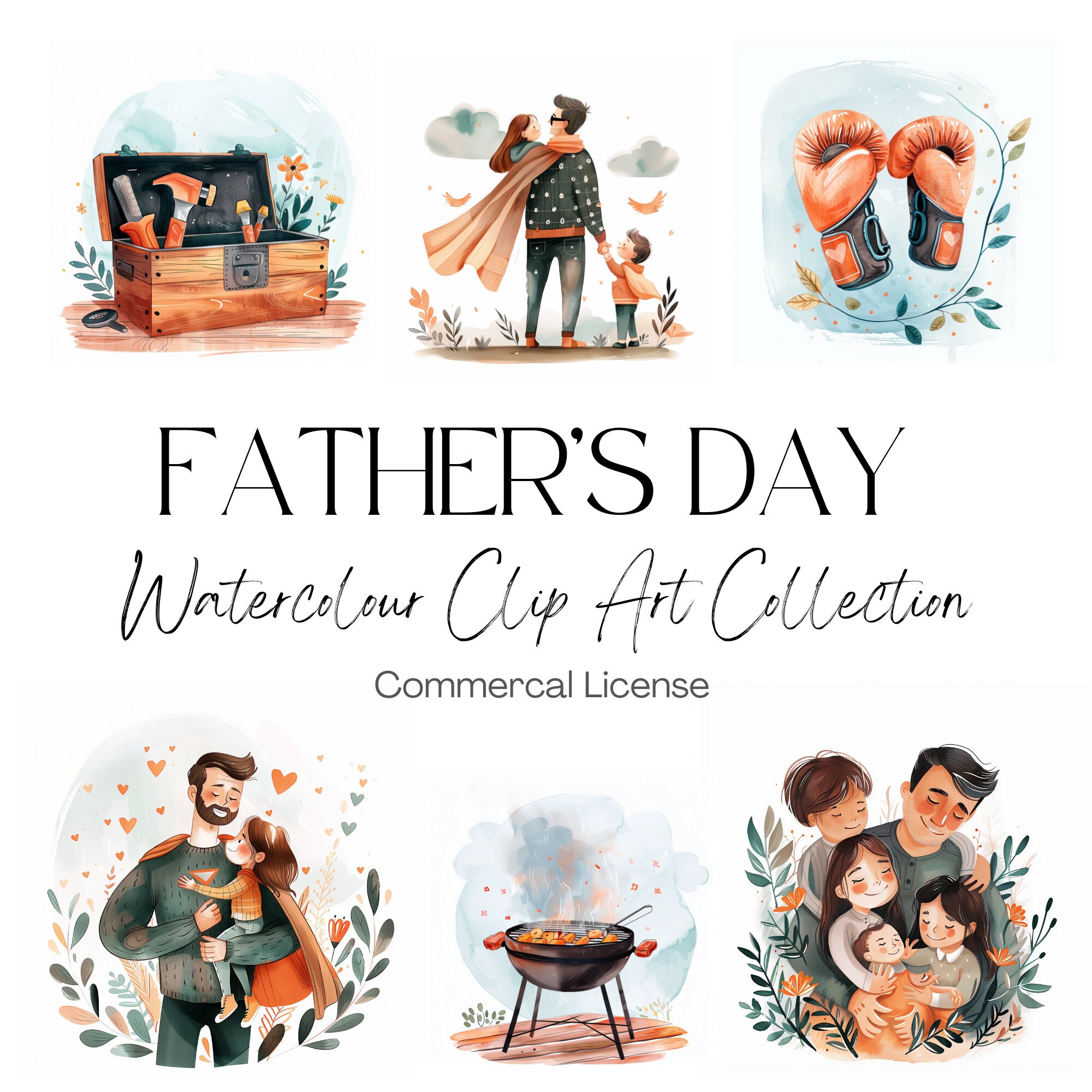 60 Father's Day Clip Art | Dad Birthday | Digital Clip Art | 450 DPI ...