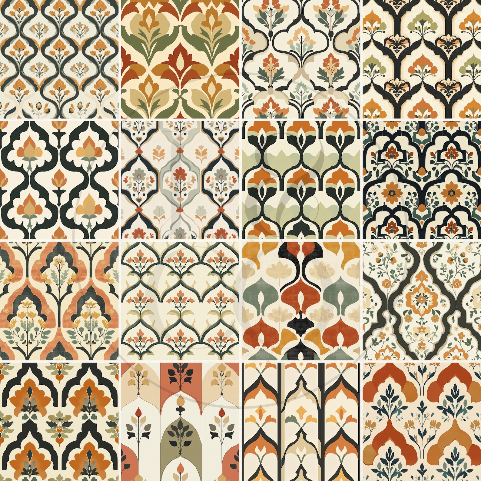 Mughal Floral Digital Paper | Indian Heritage Seamless Patterns (300 ...