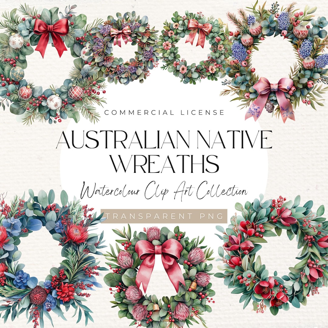 Australian Native Wreath Watercolour Collection | 300 DPI, Floral ...