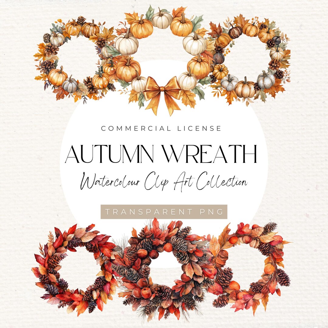 10 Watercolour Autumn Wreaths Clip Art | Autumn, Autumn Decor, Autumn ...