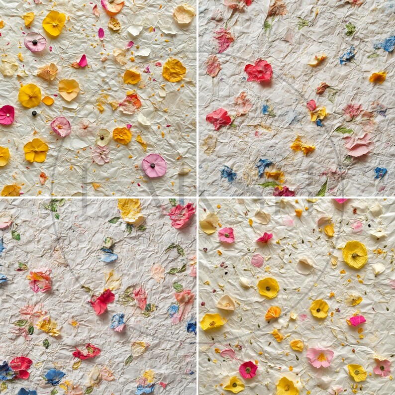 6 Textured Floral Seamless Digital Paper | Spring Floral, Paper Texture ...