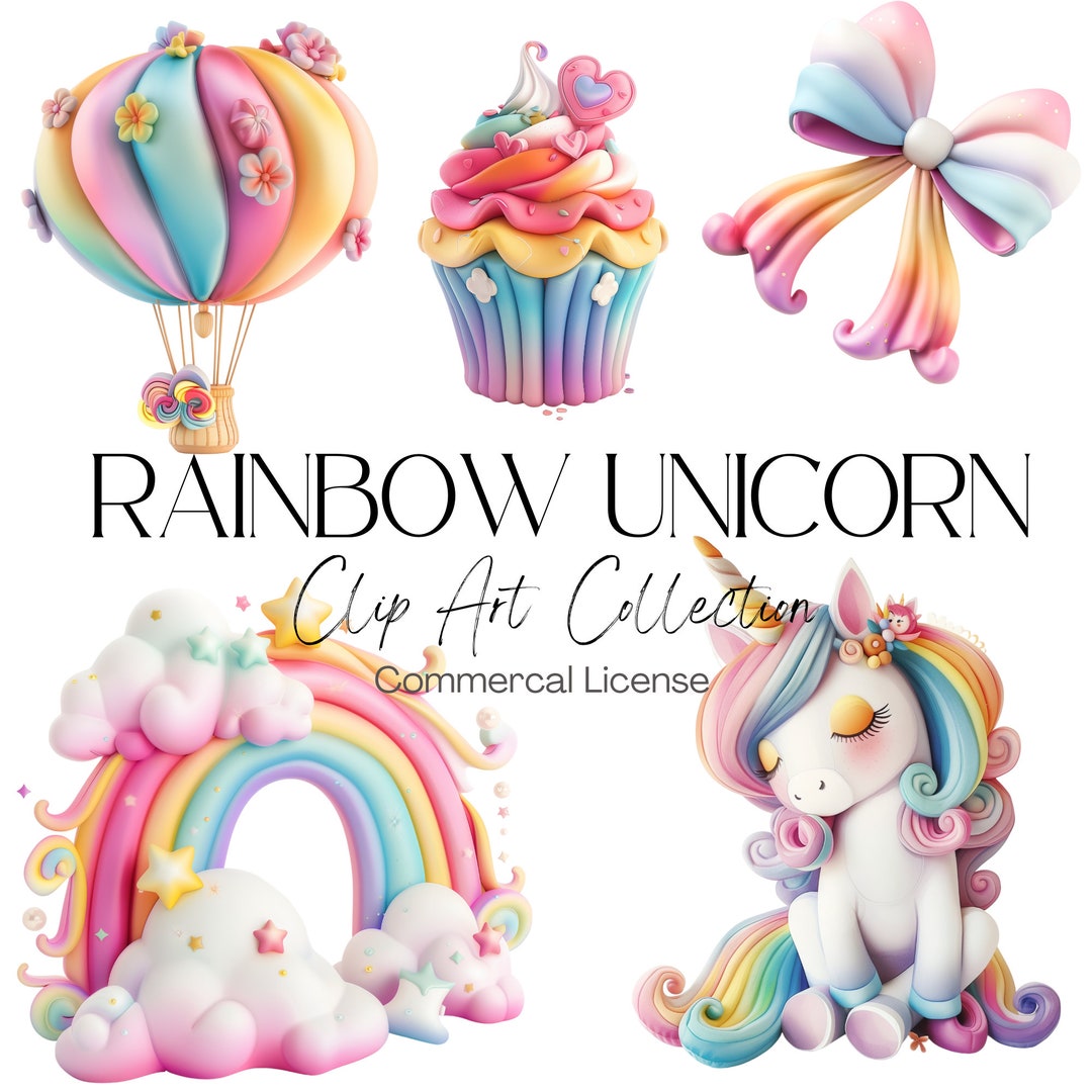 36 Rainbow Unicorn Clipart | Rainbow Unicorn, Unicorn Birthday, Rainbow ...