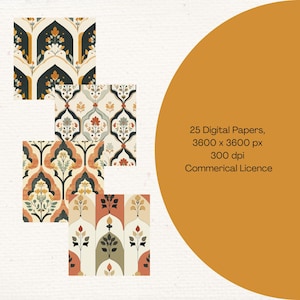 Mughal Floral Digital Paper | Indian Heritage Seamless Patterns (300 ...