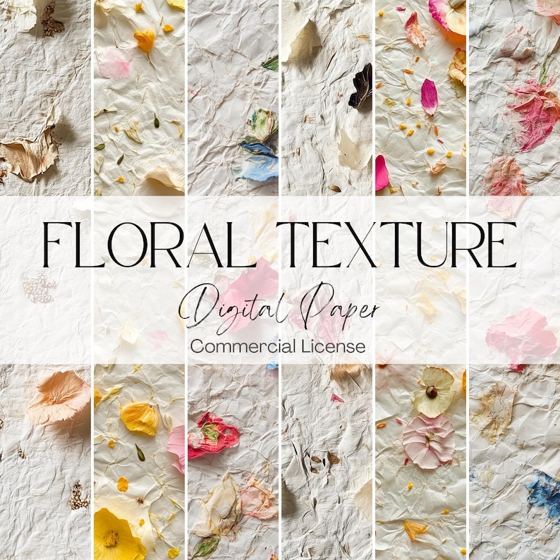 6 Textured Floral Seamless Digital Paper | Spring Floral, Paper Texture ...