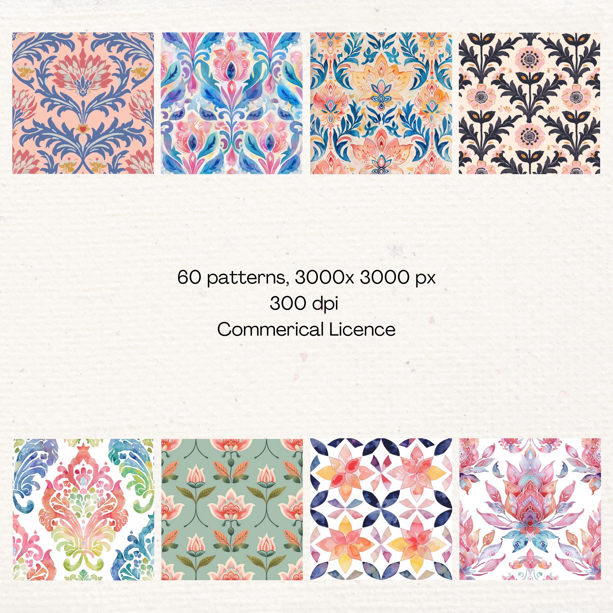 60 Mega Indian Inspired Tile Pattern Collection, Digital Papers, Indian ...