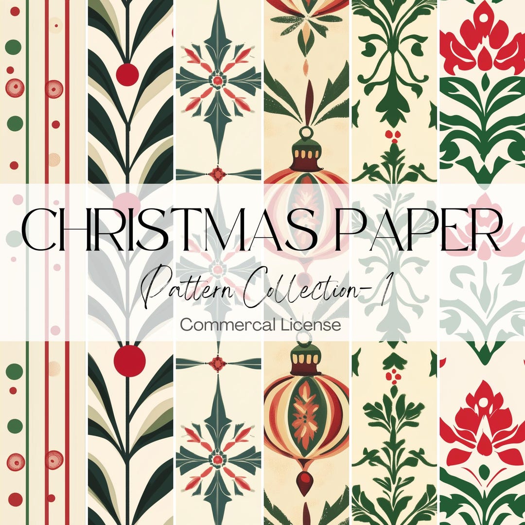 Christmas Pattern Digital Paper | Seamless Holiday Backgrounds (450 DPI ...