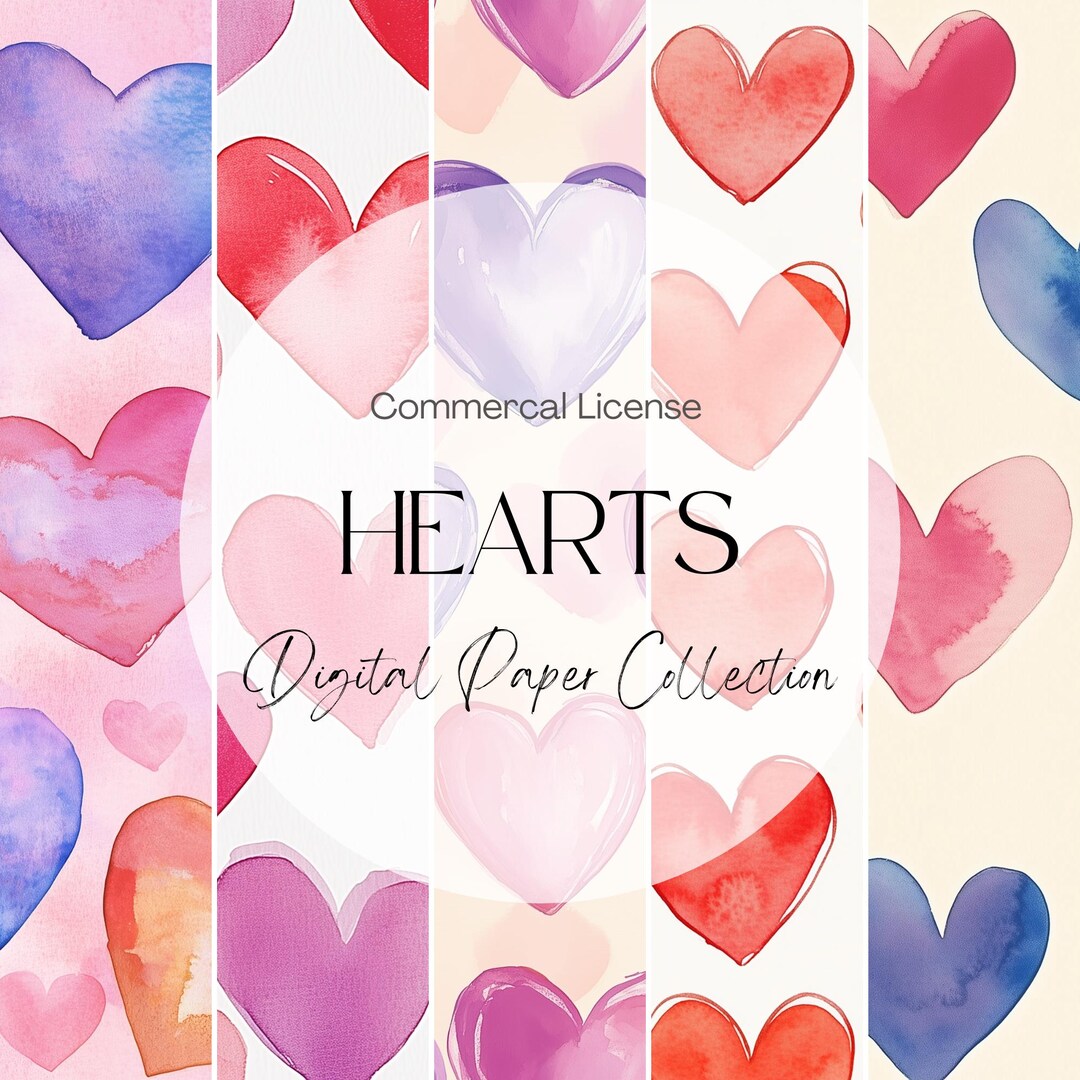 20 Watercolour Heart Digital Paper | Valentines Day Background, Cute ...