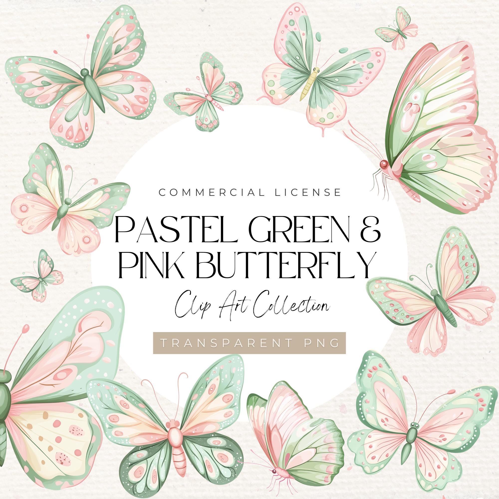 Green And Pink Butterfly Clipart