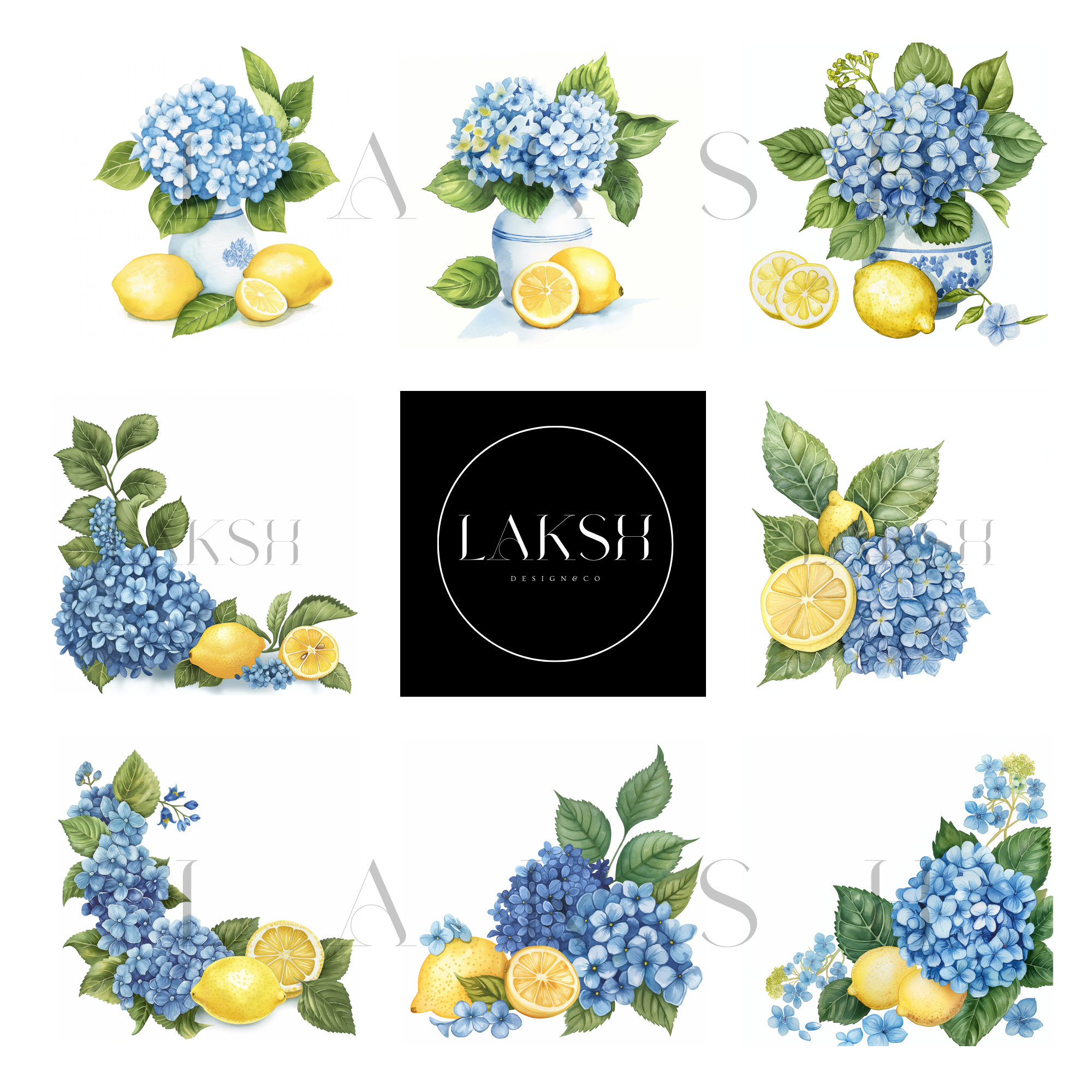45 Amalfi Inspired Transparent Clip Art, Watercolor Lemons Clipart ...