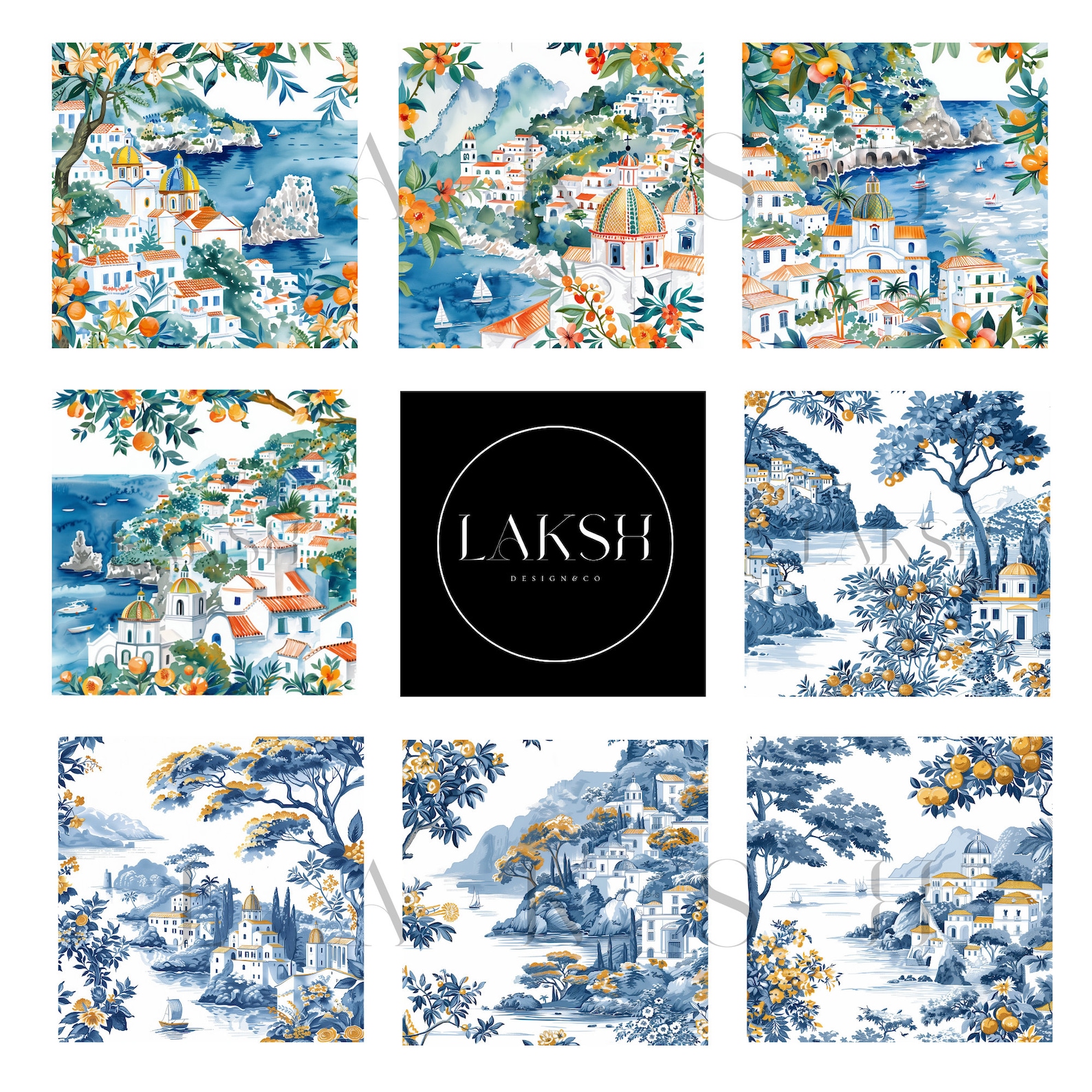 44 Digital Paper Amalfi | Amalfi Seamless Pattern | Amalfi Theme ...