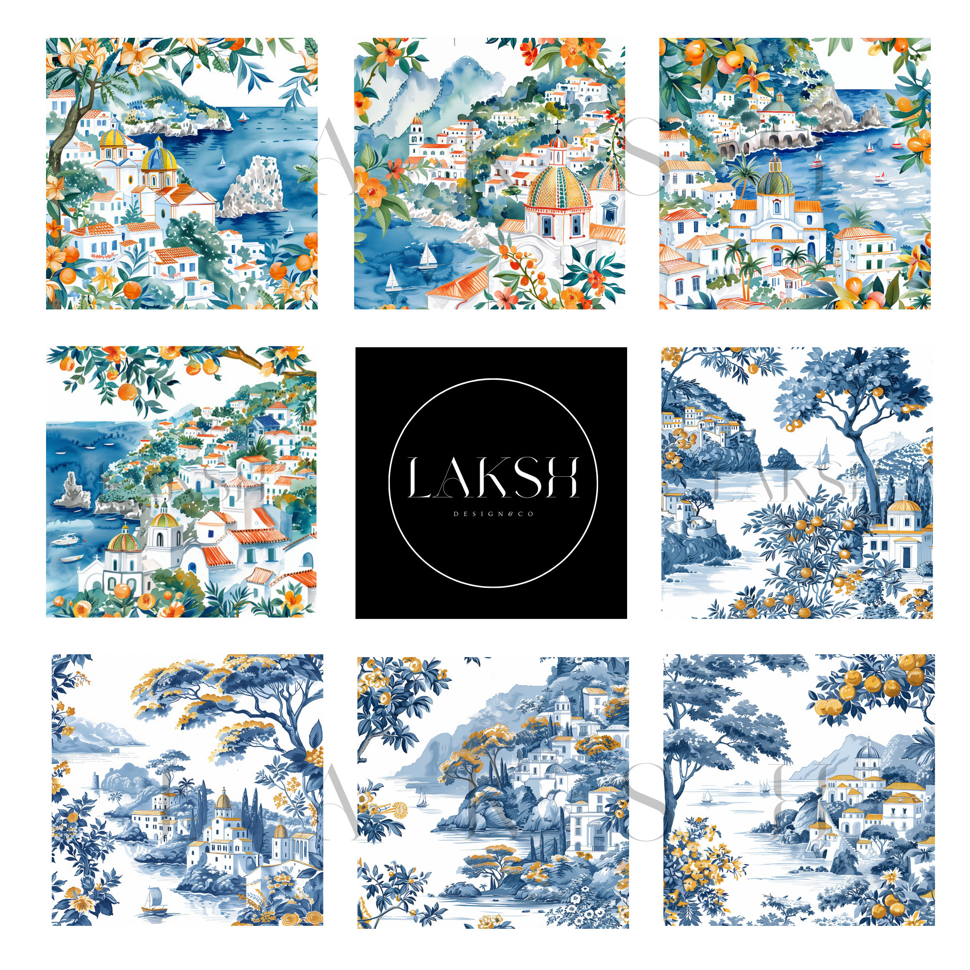 44 Digital Paper Amalfi | Amalfi Seamless Pattern | Amalfi Theme ...