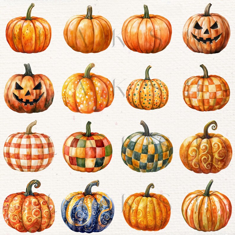 Ultimate 60 Pumpkin Watercolour Collection | Pumpkin Clip Art, Autumn ...