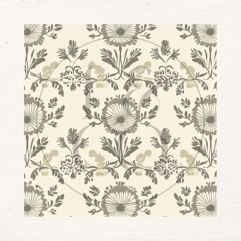 Neutral Indian Block Print Digital Paper - 24 Piece Scrapbook Set ...