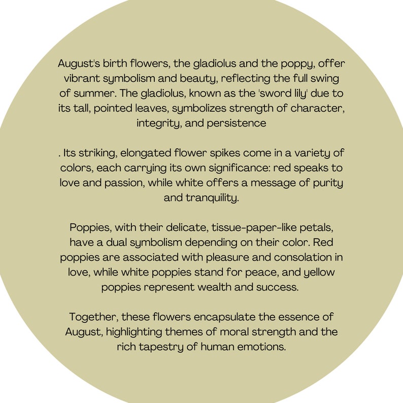 August Birth Flower Clip Art | Birth Flower | Poppy & Gladiolus ...