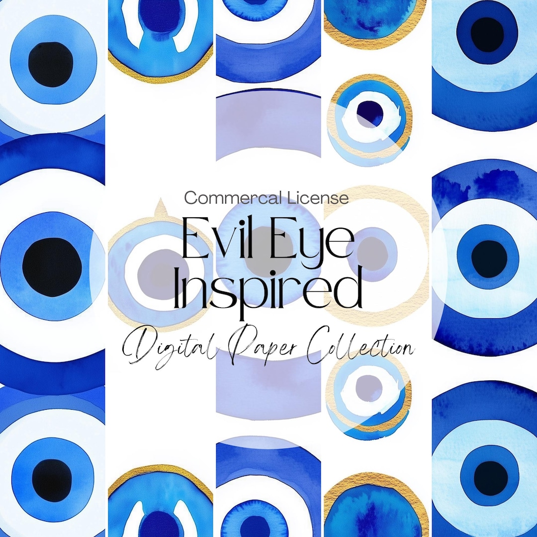 Evil Eye Digital Paper | Turkish Blue & White Patterns (digital ...
