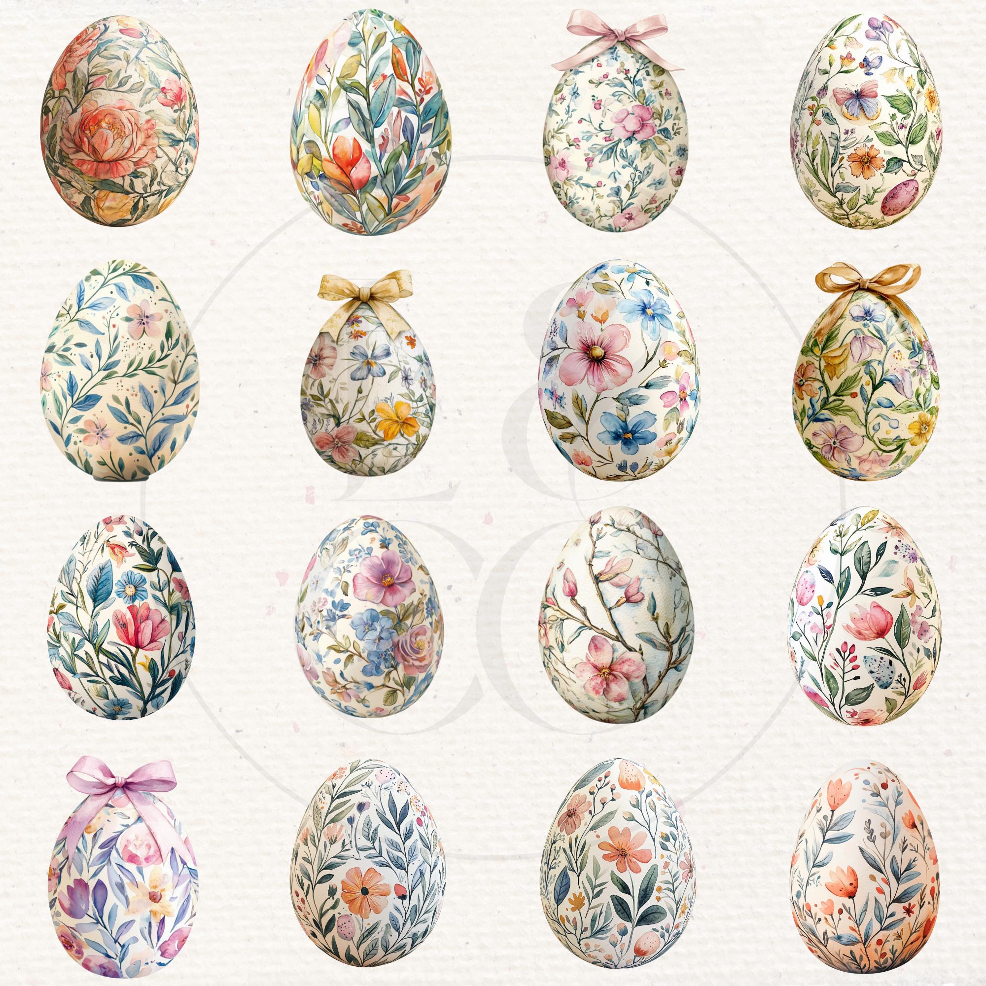 Watercolor Floral Easter Eggs Clipart | Spring PNG (commercial Use) - Etsy