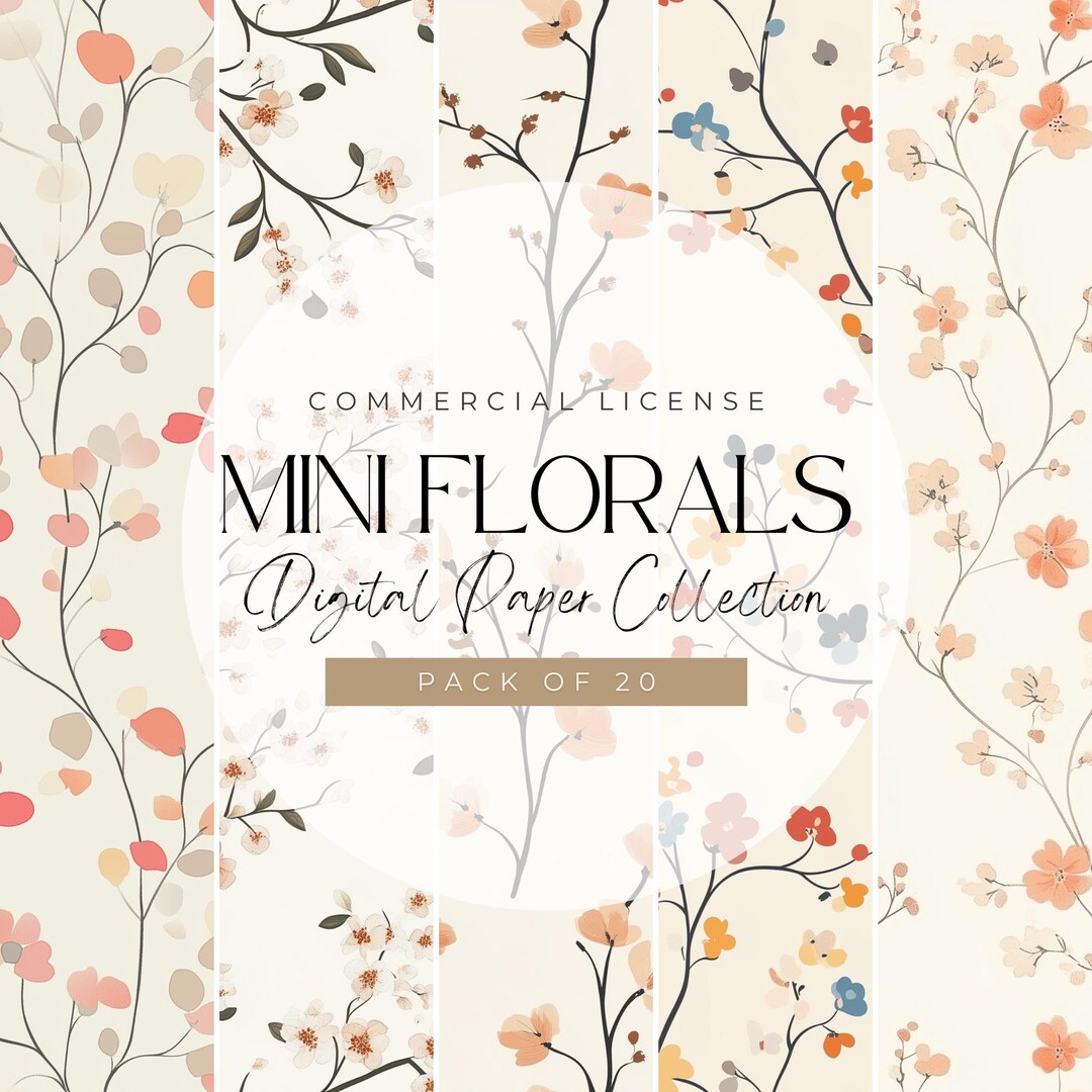 20 Mini Floral Digital Paper Collections | Floral Backgrounds ...