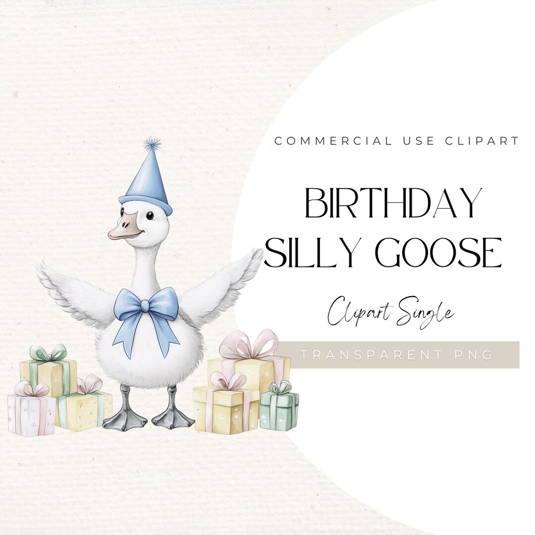 Silly Goose Clipart PNG: Watercolour Farm Animal Art, 300 DPI (digital ...
