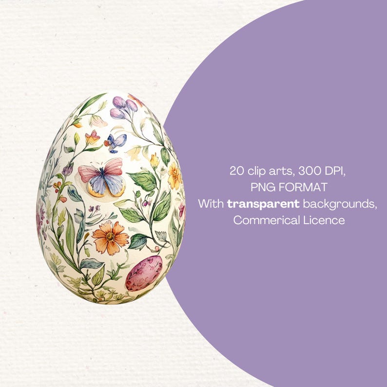 Watercolor Floral Easter Eggs Clipart | Spring PNG (commercial Use) - Etsy