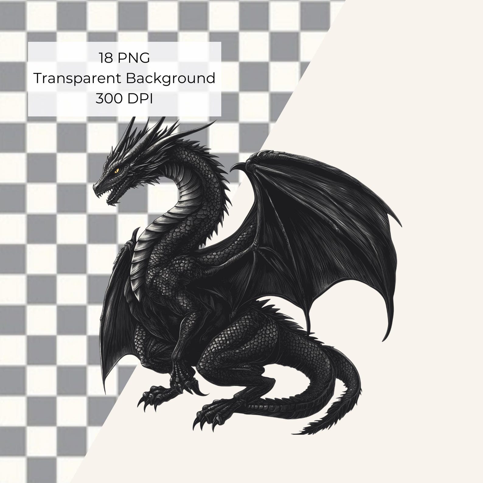 18 Dragon Clip Art Collection | Black, Gold, Bronze Dragons | Mystical ...