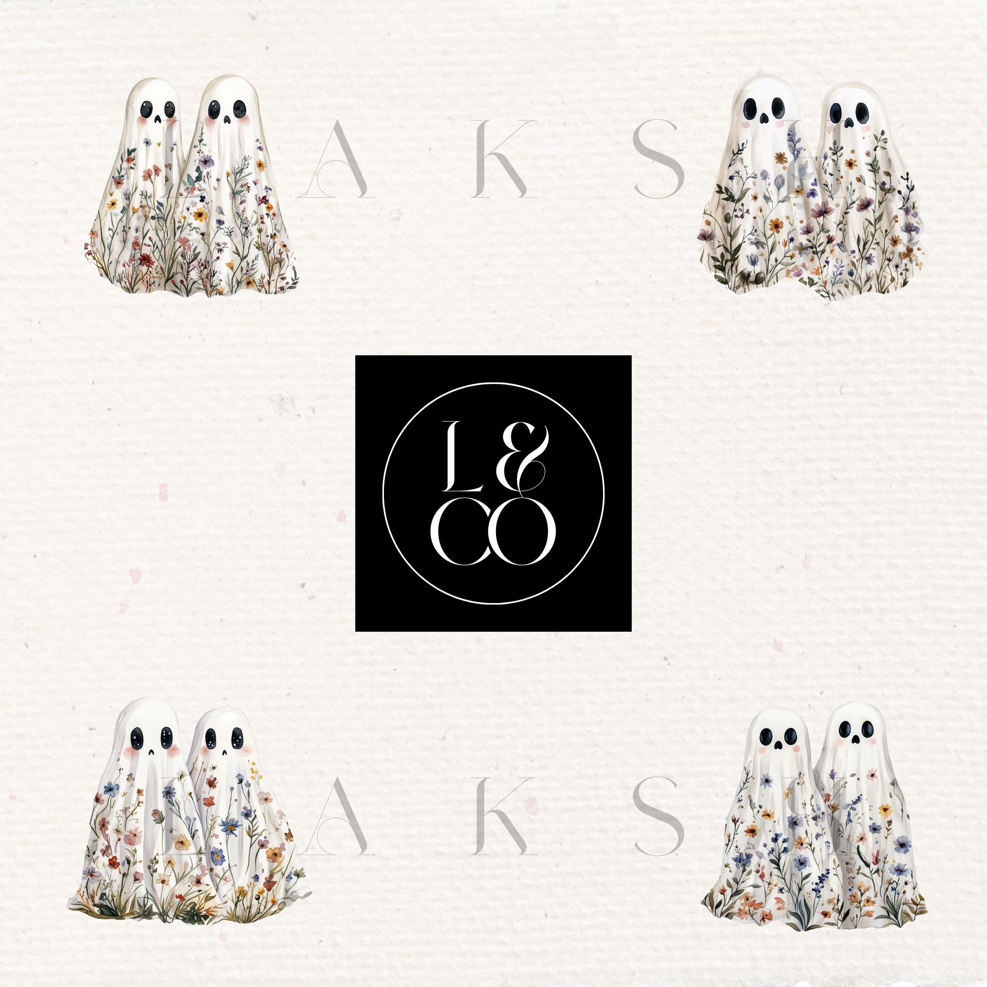 12 Cute Watercolour Floral Ghosts Clipart Bundle | Halloween, Ghost ...