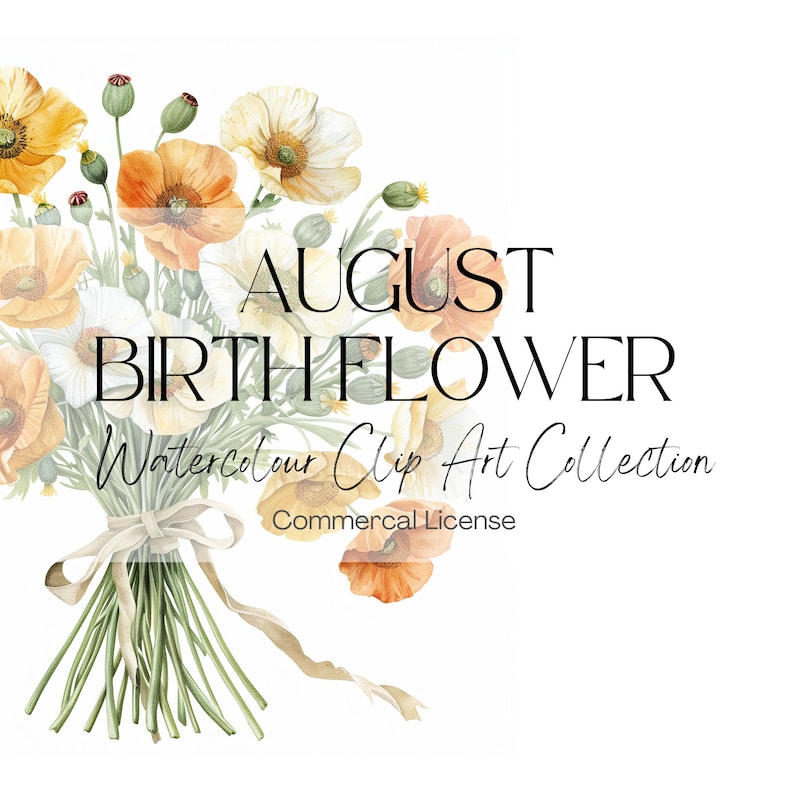 August Birth Flower Clip Art | Birth Flower | Poppy & Gladiolus ...