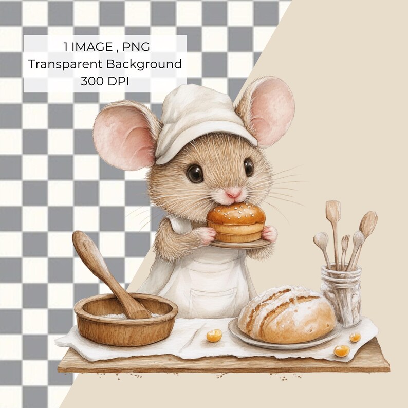 Watercolor Mouse Baker Clipart – Kitchen Nursery Art (PNG) - Etsy Canada