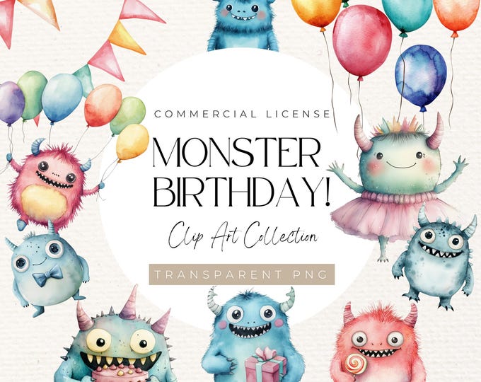 Monster Clipart, Monsters Clip Art, Birthday Clipart, Monster Party ...