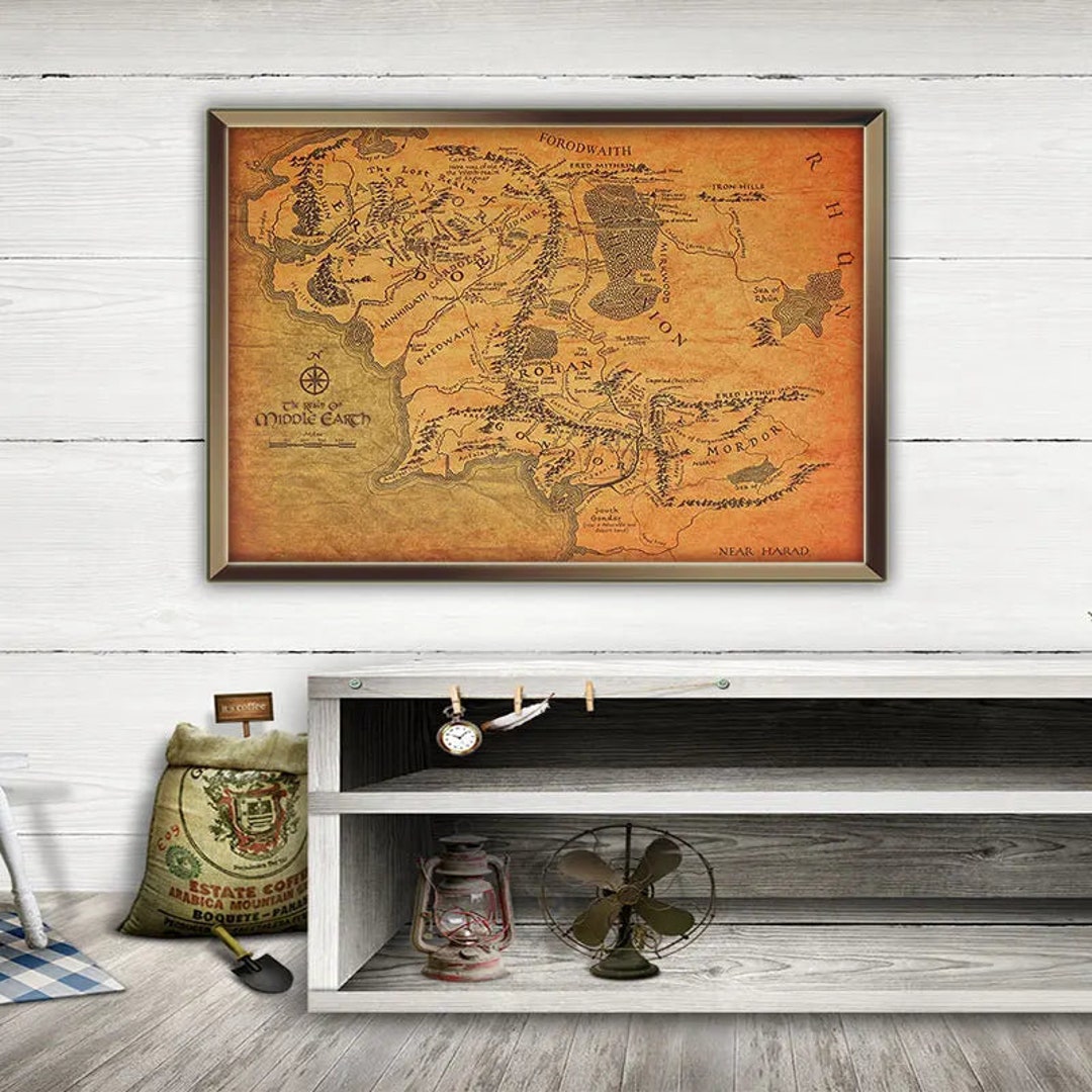 Retro Middle-earth Map Poster Kraft Paper, Fantasy Home Decor - Etsy