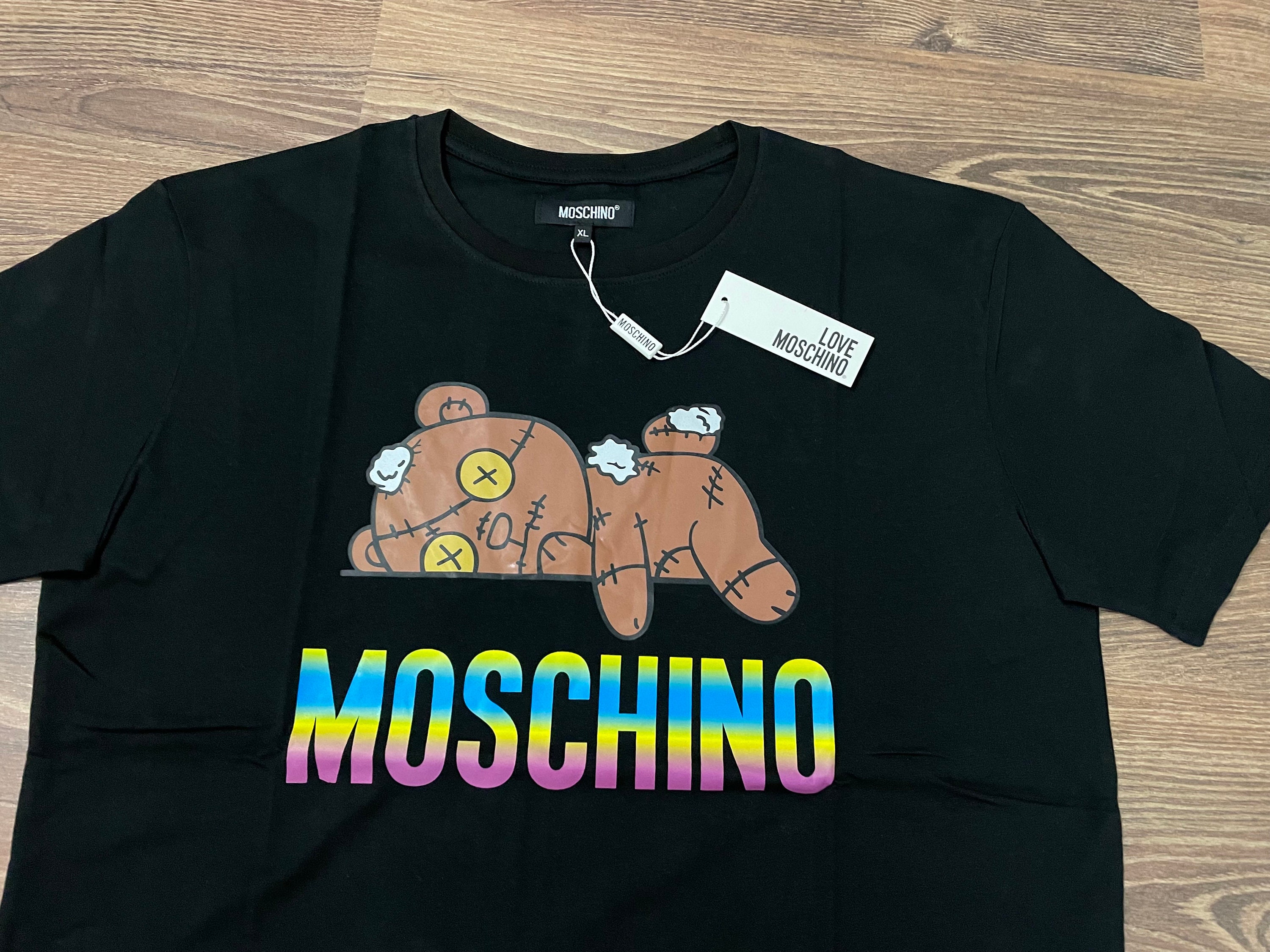 Moschino Colorful Teddy Bear Logo Graphic T-shirt - Etsy