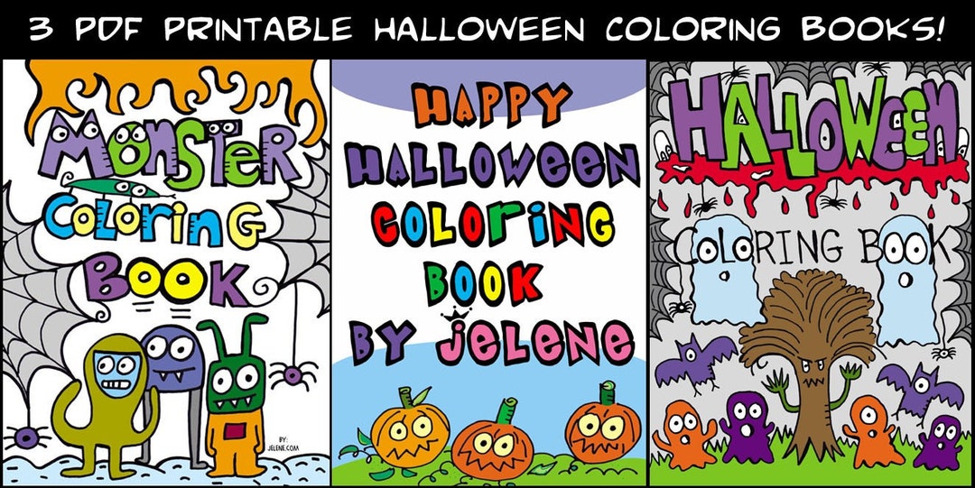 3 PDF Printable Digital Halloween Monster Coloring Books - Etsy
