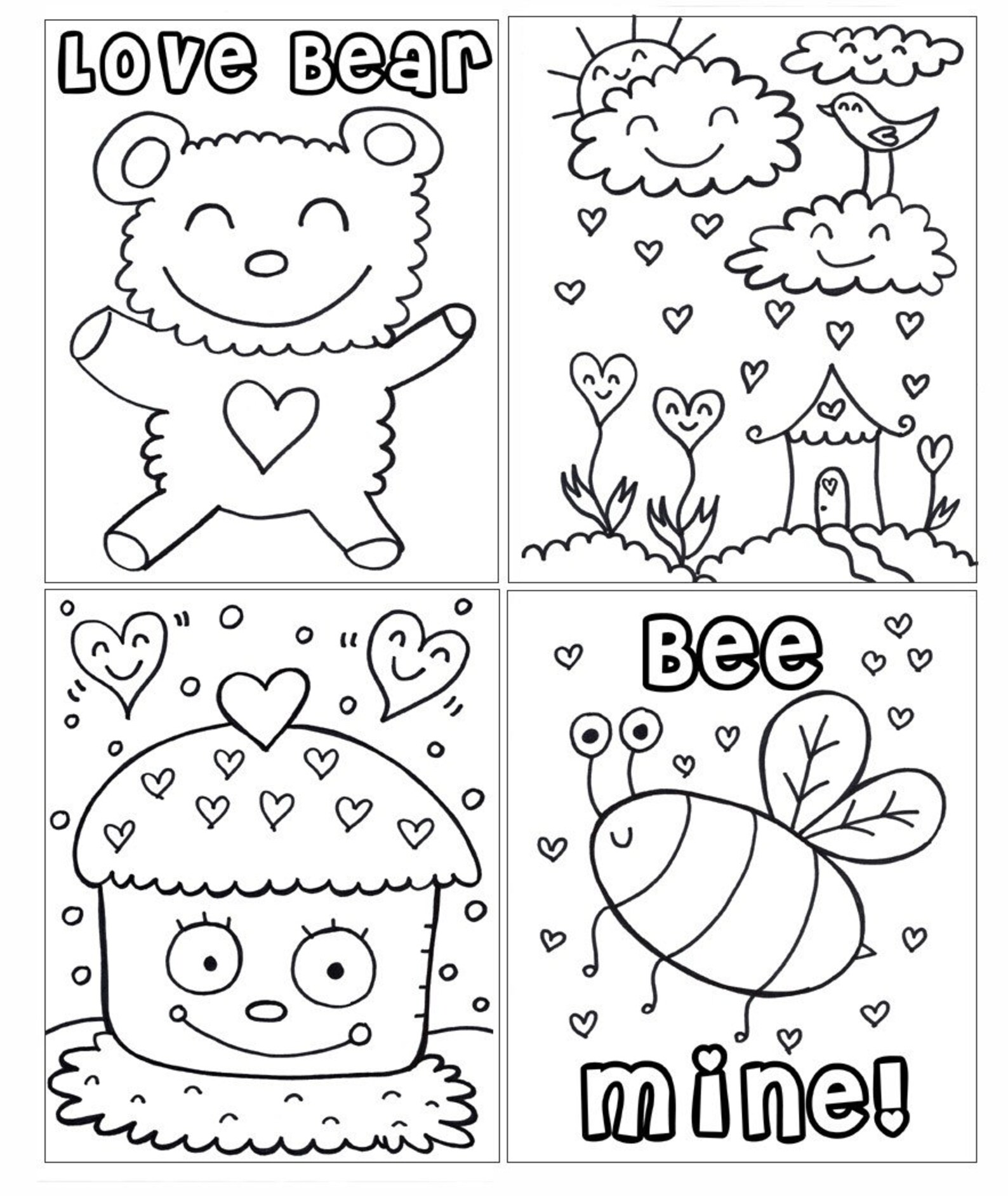 PDF Printable Digital Coloring Book Valentines Day - Etsy