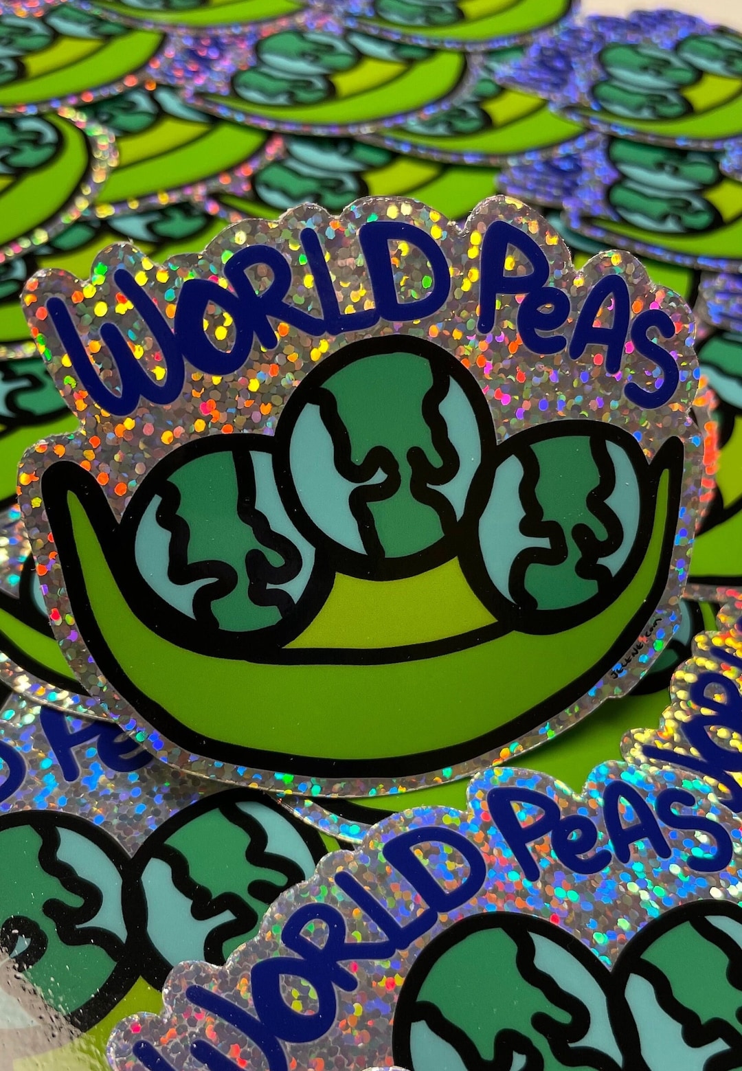 Original Design Glitter Sticker - World Peas - by Jelene - Glitter ...