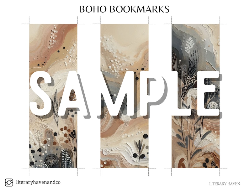Boho Bookmarks, Printable Bookmark, Digital Download, Abstract Design ...