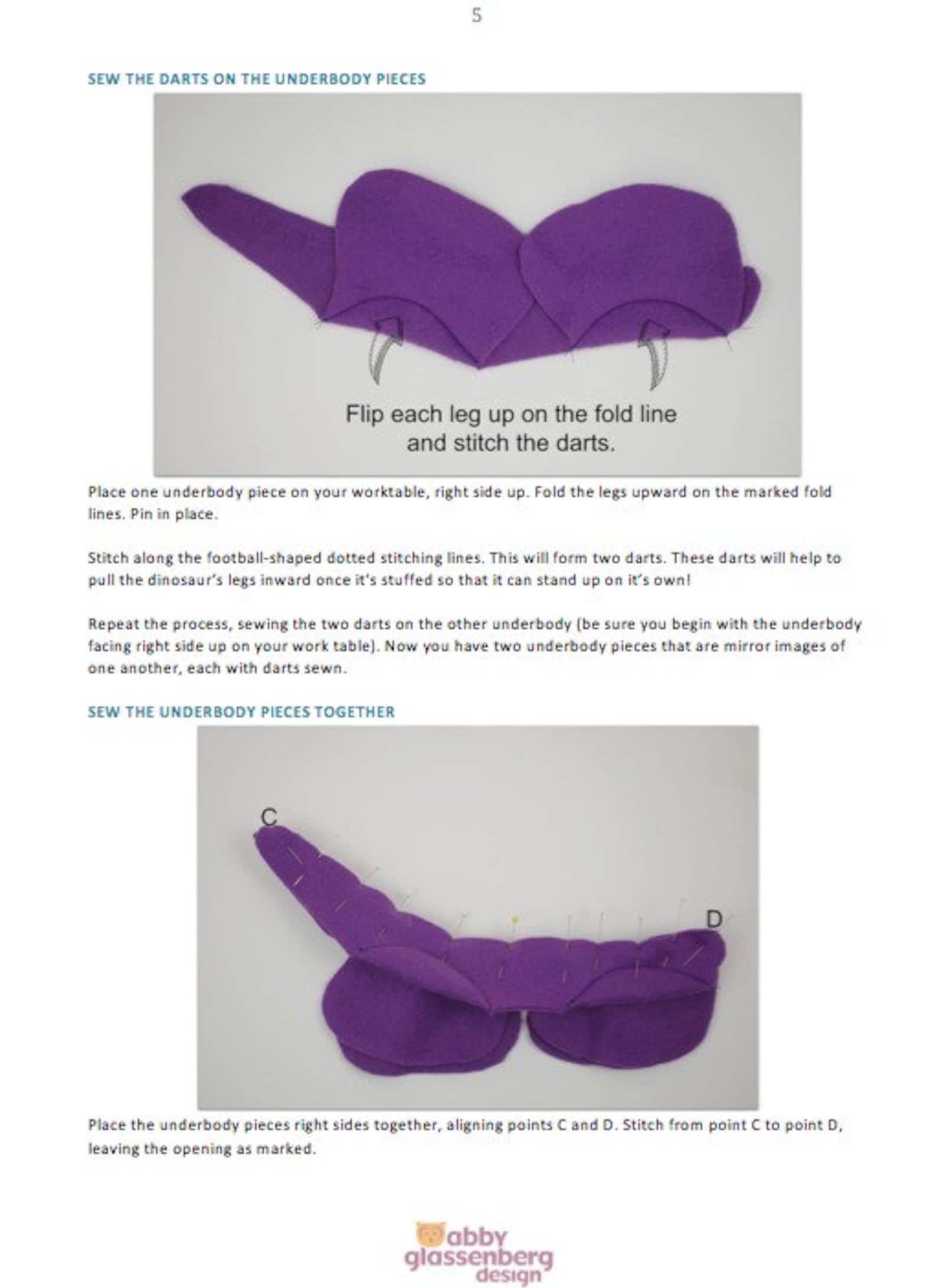 Sam the Dinosaur PDF Sewing Pattern With Step-by-step Photos - Etsy