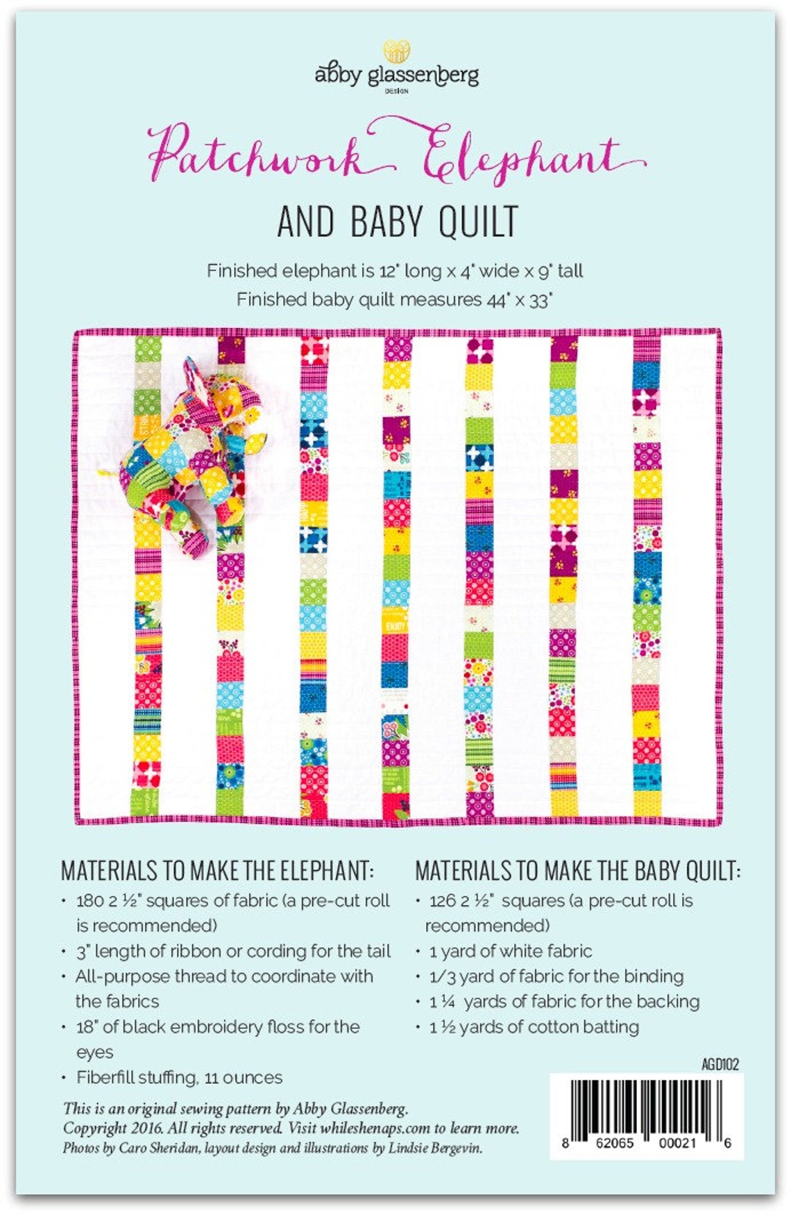 Patchwork Elephant and Baby Quilt - PDF Sewing Pattern With Step-by ...