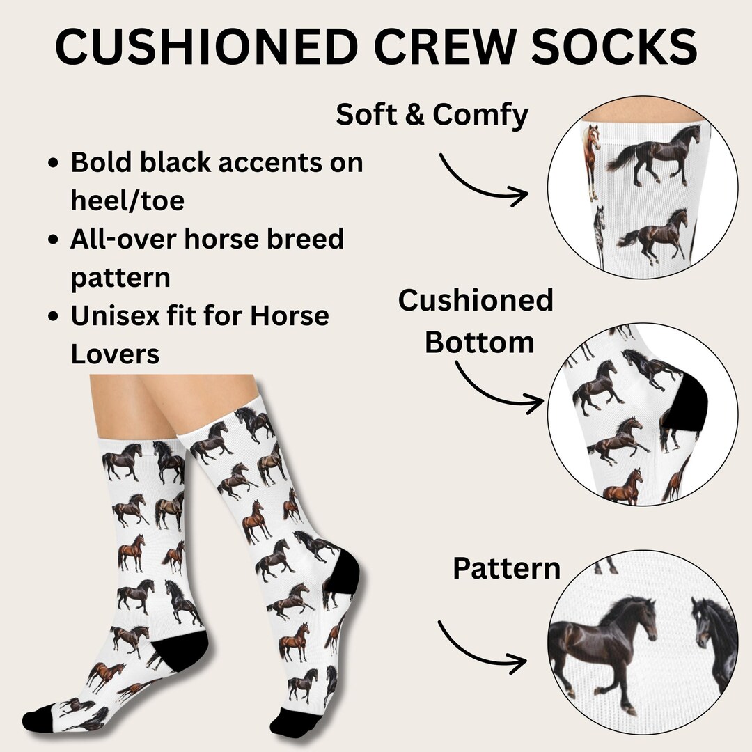 Horse Breed Socks – Cozy Equestrian Gift for Horse Lovers, Riding Socks ...