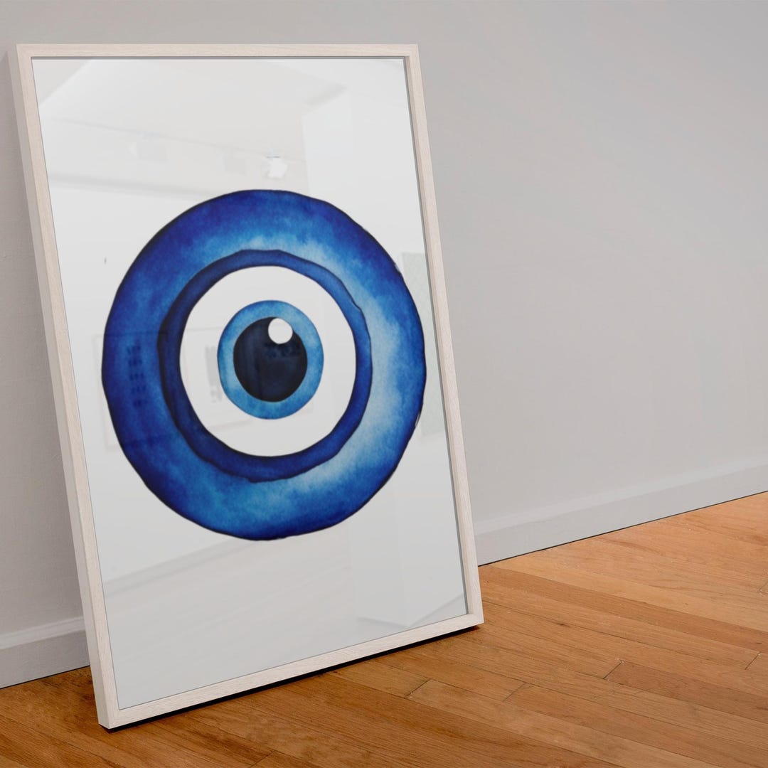 Evil Eye Art Print, Blue Eye Watercolor for Protection, Spiritual Decor ...
