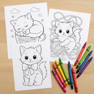 Kitten Coloring Pages for Kids 20 Cute Cat Printable Sheets PDF + PNG ...