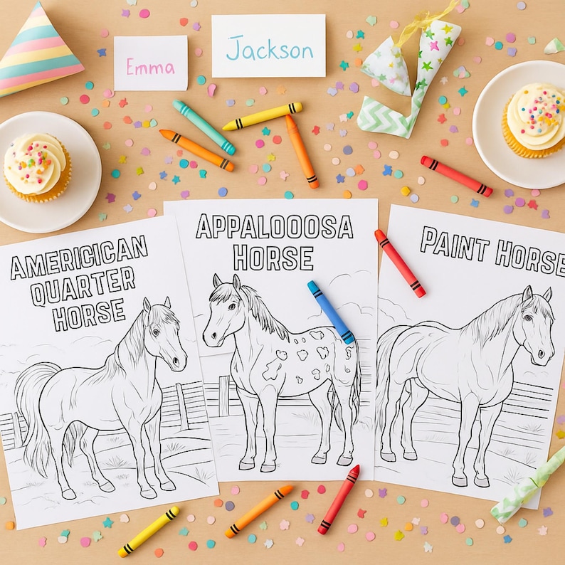 20 Horse Breeds Coloring Pages Printable PDF + PNG Bundle Pony ...