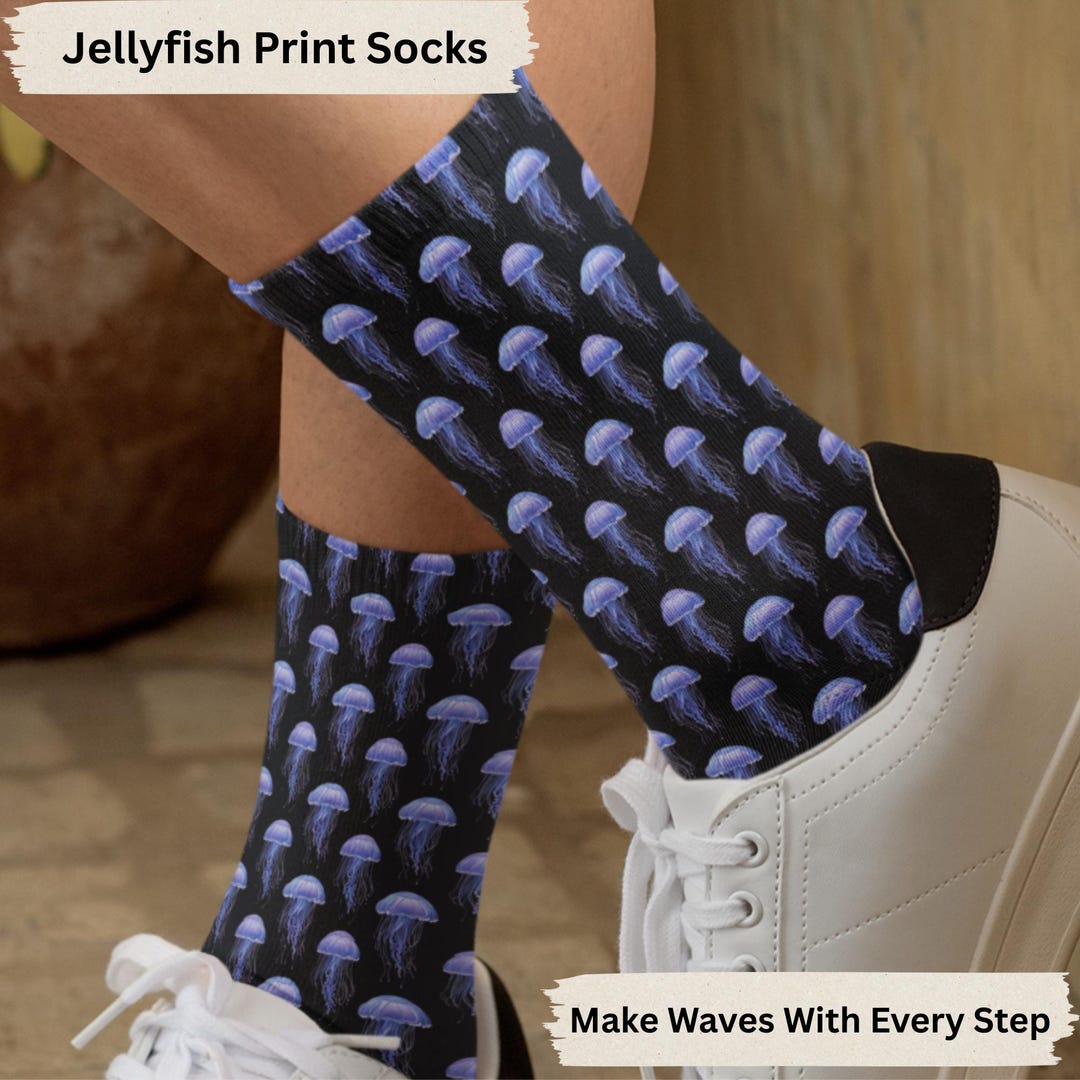 Jellyfish Print Crew Socks – Ocean Lover Gift - Etsy
