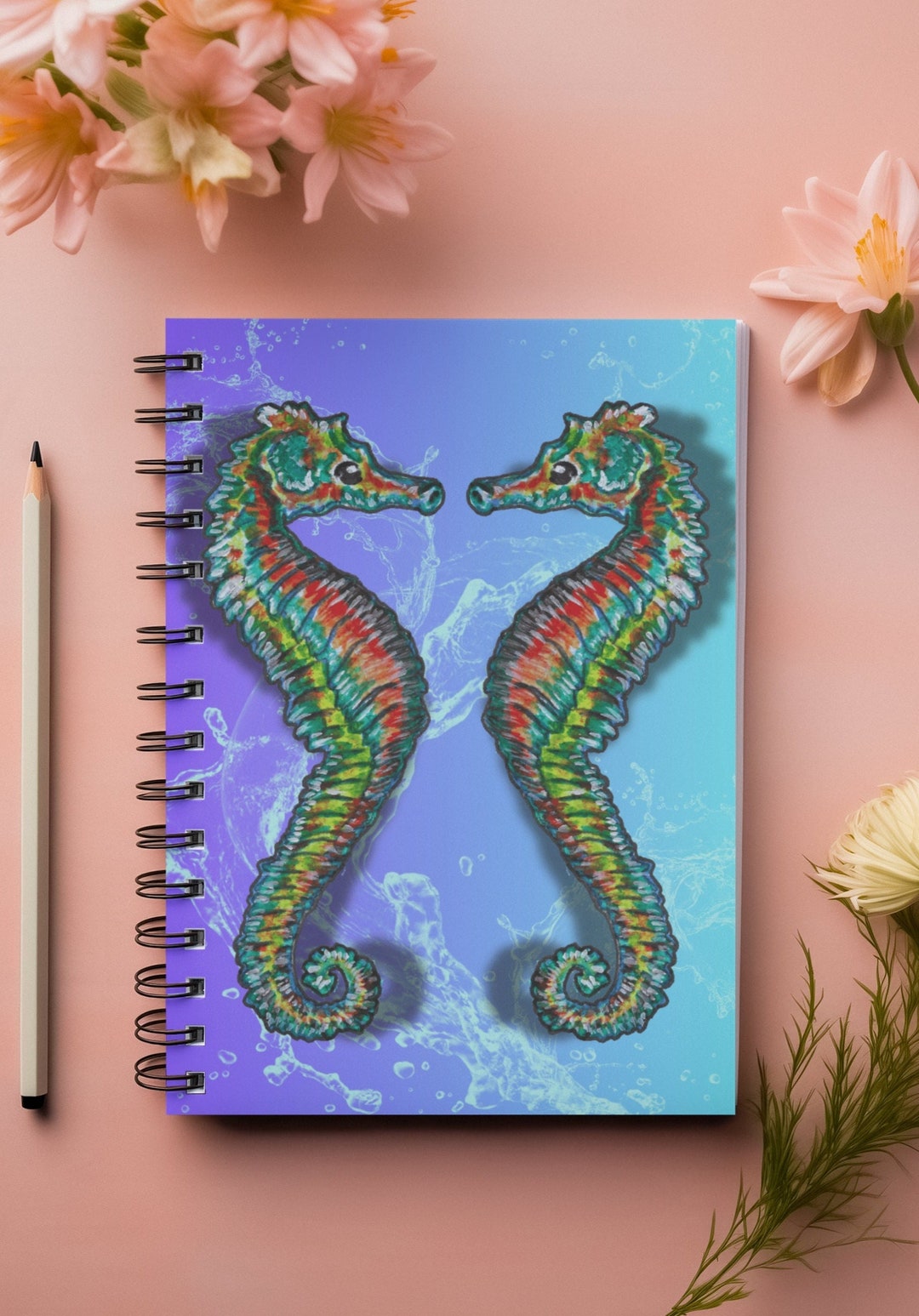 Seahorse Notebook Hand-painted , for Students and Writers Custom ...