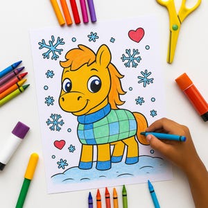Horse Coloring Pages for Kids Printable, 30 Page Coloring Book PDF JPEG ...