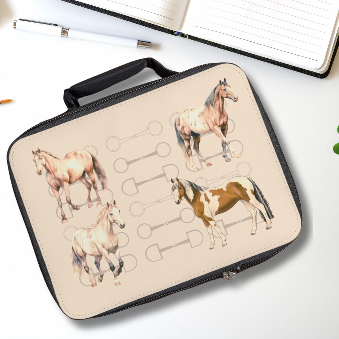 Vintage-inspired Horse Bridle Pattern Reusable Lunch Bag, Cooler, Tote ...