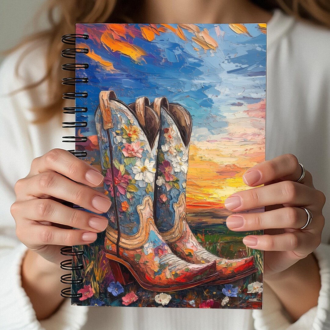 Spiral Notebook Western Cowgirl Boots – Cute Lined Writing Journal for ...