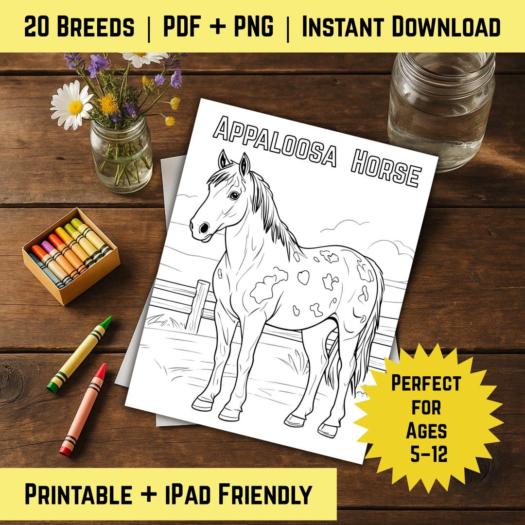 Horse Coloring Book for Kids – 20 Realistic Horse Breeds PDF for ...